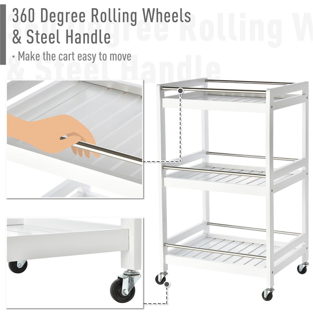 Il numero 1 del risparmio-CARRELLO DA CUCINA CON RUOTE IN LEGNO BIANCO ...