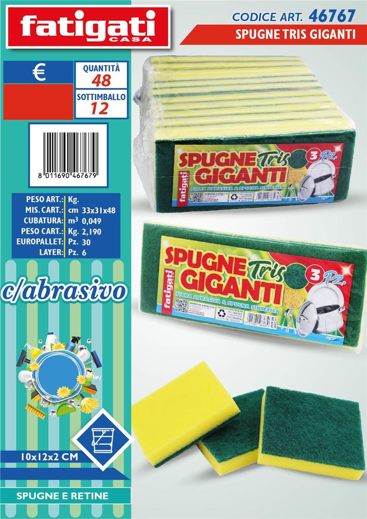 Il numero 1 del risparmio-SPUGNE ABRASIVE GIGANTI E SINTETICHE 3PZ ...
